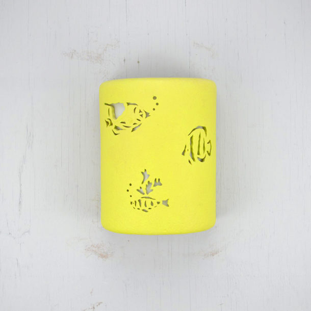 9'' Open Top - Aquatic Fish Design, in a Chartreuse Color - Indoor/Outdoor