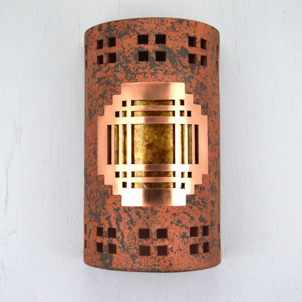 Wall Light-Sandia Band Borders-Open Top Half Round-Terracotta-Indoor ...