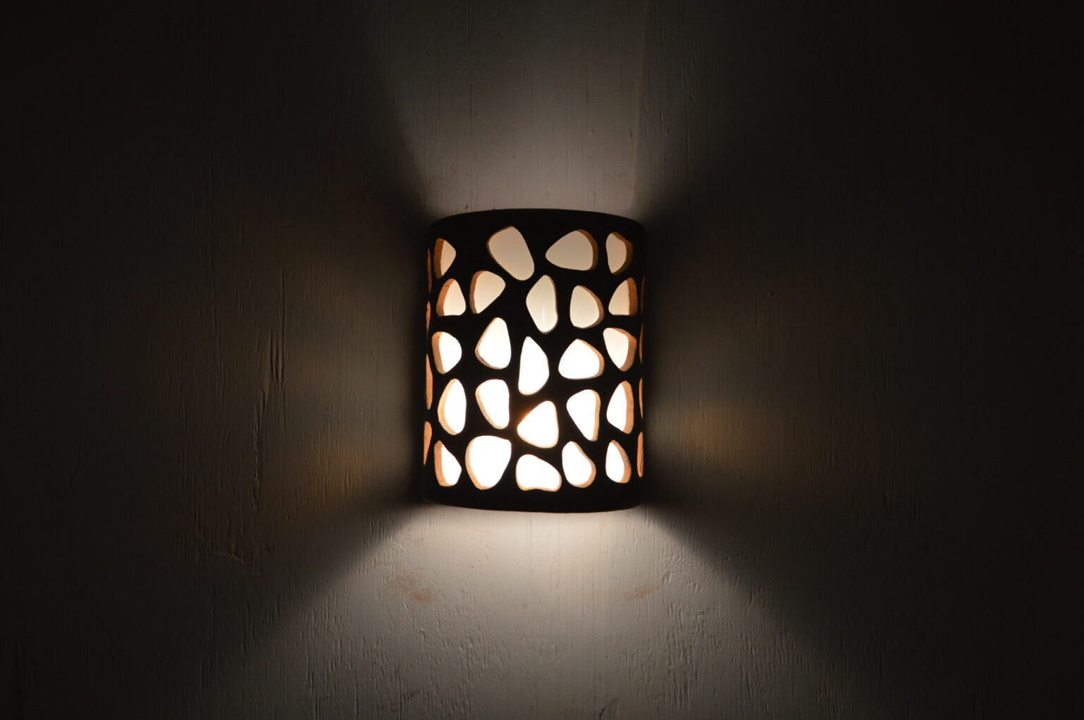 Modern Light Fixture-ADA Wall Light-Pebbles-Open Top-Tan Tone-Indoor ...